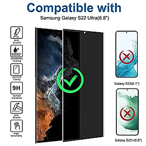 mozeeda [2 Pack] Galaxy S22 Ultra Privacy Screen Protector,Anti-Spy,3D Full Coverage,Anti-Scratch,9H Hardness HD Tempered Glass Black Film for Samsung Galaxy S22 Ultra 5G+ 6.8"
