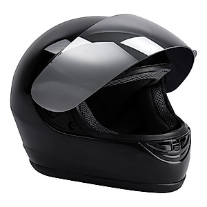 XFMT DOT Adult Motorcycle Flip Up Full Face Helmet Street Dirt Bike ATV Helmets (Black Mirror Shield, X-Large)