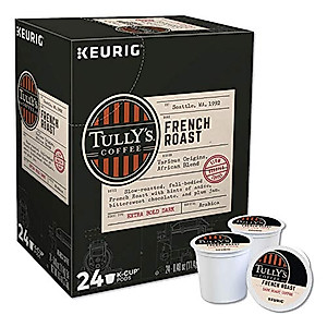 Tully's Coffee Decaffeinated French Roast, Extra Bold, 24-Count K-Cup for Keurig Brewers