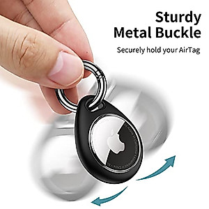 UNBREAKcable 4-Pack AirTag Case with Keychain [Lock Design][Lightweight][ Scratch Protection], Secure Holder Protective Case for Keys, Bags, Luggage, and Pet Collar (Black&Blue)