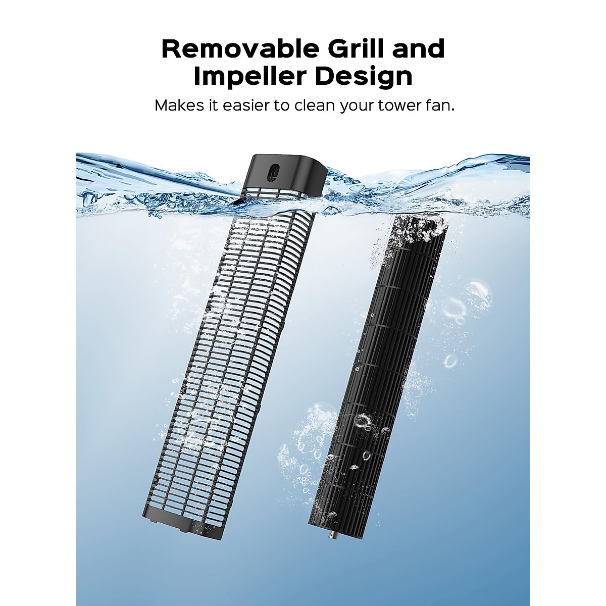 Ezify Tower Fan for Bedroom 40 Inch, 25ft/s Velocity Floor Fan, 30dB Quiet Standing Fan, 90° Oscillating Fan, 6 Speeds, 4 Modes, 12H Timer, Cooling Fan with Remote for Home Living Room Office, Black