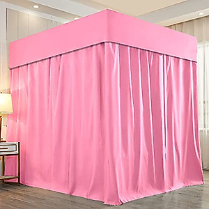 Mengersi Solid Four Corner Post Bed Curtain Canopy Princess Sheer Cover for Girls Boys Kids (Twin, Pink)