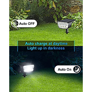Xibolar Solar Spot Lights Outdoor [2 Pack], 32 LED Solar Powered Landscape Spotlights, IP65 Waterproof Solar Outdoor Lights, Auto On/Off 2 Modes Lighting for Yard Pathway Porch Patio(Cool White)
