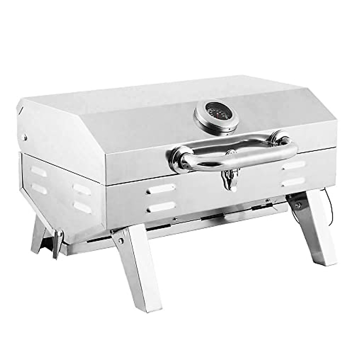 Supllueer Tabletop Propane Grill, Stainless Steel Professional Gas Grill 20,000 BTU BBQ Tabletop Gas Grill for Outdoor Cooking Patio Garden BBQ Picnic