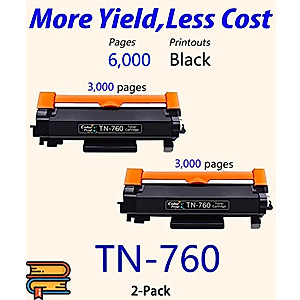 2-Pack ColorPrint Compatible TN760 Toner Cartridge Replacement for Brother TN-760 TN 760 TN-730 TN730 Work with DCP-L2550DW HL-L2350DW L2390DW L2395DW L2370DWXL MFC-L2710DW L2750DWXL Printer (Black)