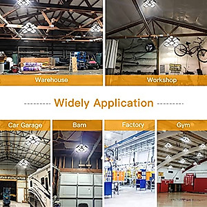 Led Garage Light 180W, 18000LM LED Garage Ceiling Lighting with E26/E27 Ceiling Shop Work Lamp, 6500K Deformable LED Shop Light with 12+1 Adjustable Panels Lights for Garage, Workshop, Attic, Basement