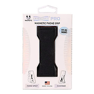 LoveHandle PRO Premium Phone Grip - Phone Strap - Magnetic Phone Mount and Kickstand for Smartphone and Tablet - Black
