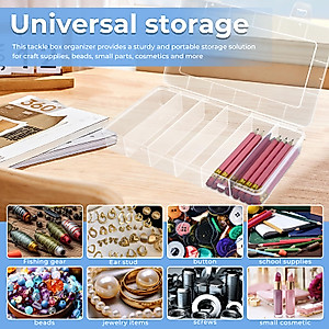 Neworkg 5 Pack Tackle Box Organizer, 6 Grids Transparent Storage Box, Plastic Organizer Box for Crafts, Beads Earrings, Screws and Mascara Brushes