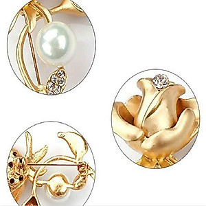Brooches Brooch Pin Rhinestone Pearl Brooch Floral Diamond Brooch Girl Lady Jewelry Wedding Party Birthday Gift Gold Bow Gold Silver