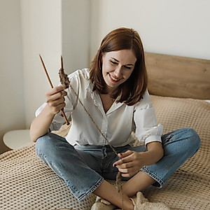 2 Pcs Bamboo Knitting Needles Set Straight Single Pointed Knitting Needle Length 14 Inch Knitting Supplies Knitting Needles for Beginners Handmade (8 mm)