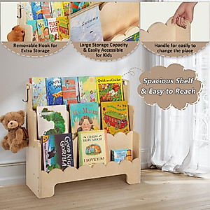 Tohiasen Kids Bookshelf Wooden 3-Tier, Scalloped Book Shelf for Kids Rooms, Front Facing Toddler Montessori Bookshelf, Baby Nursery Book Shelves Kids Classroom Bookshelf Bookcase