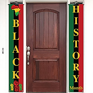 Pudodo Black History Month Porch Banner African American February Festival Holiday Front Door Sign Wall Hanging Party Decoration