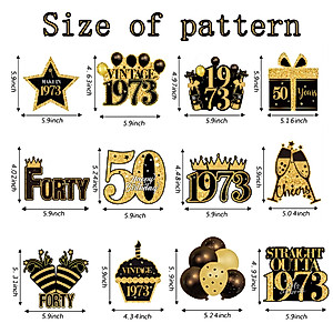 Beststar 25pcs 50th Birthday Decorations Black Gold Party Supplies Hanging Swirls for Men Women,1973 Party Decorations for Women, 50 Years Birthday Decorations for Men