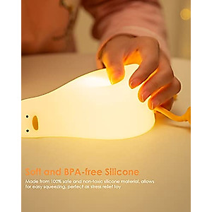 Cute Silicone Duck Night Light, 3 Level Dimmable Touch Control Rechargeable Beside Nursery Lamp, Squishy Kawaii Stuff Desk Room Decor, Nightlight for Breastfeeding, Toddler, Baby, Kids, Girls Gifts
