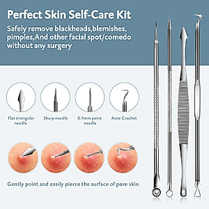 Pimple Popper Tool Kit,MENOLY 10Pcs Blackhead Remover Tools,Pimple Extractor,Acne Tools,Acne Kit for Blackhead,Blemish,Zit Removing,Whitehead Popping and Comedone Extractor Tool with Leather Bag