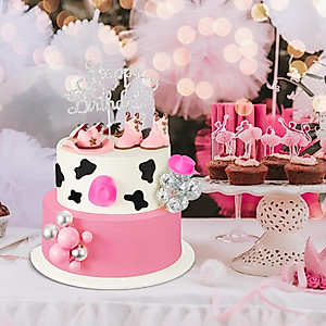 RoundFunny 26 Pcs Cowgirl Cake Decorations Cowgirl Cake Topper Disco Decorations Hat Cake Topper Western Cowgirl Birthday Baby Shower for Western Theme Party Supplies (Cute, Pink)