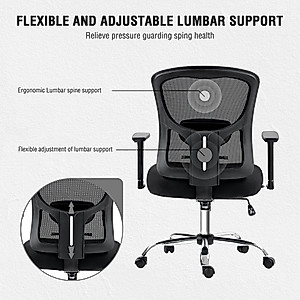Big and Tall Office Chair 600lbs, Ergonomic Mesh Chair, Computer Executive Heavy Duty Desk Chair with 4D Armrests, Wide Thick Soft Seat, Adjustable Lumbar Support and Tilt-Black