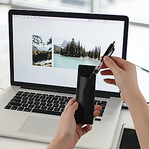 KINBOM 2pcs Leather Magnetic Pen Holder for Refrigerator PU Leather Pen Pouch Holder for Fridge or Other Metal Surfaces (Black)