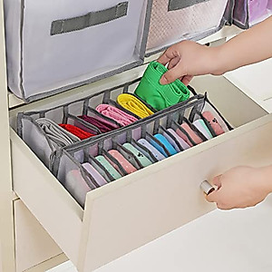 BDZBREN Wardrobe Clothes Organizer for Jeans,Organizer for Folded Clothes,Upgraded Extra Large Drawer Organizers for Clothing with Handle Foldable(6 Packs: XL-Jeans+Shirt+Jeans+Bra+Underwear+Socks)