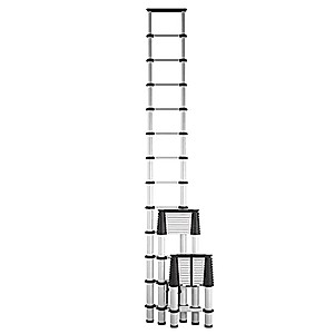 COSCO SmartClose Telescoping Aluminum Ladder with top Cap (300-lb Capacity, 12.5 ft. Ladder with 16 Ft. Max Reach)