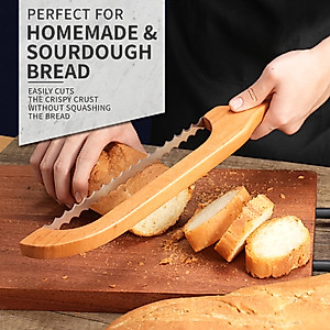 HUNTER.DUAL Bread Knife for Homemade Bread, 16" Sourdough Bread Slicer, Bow Saw Cutter with Double-sided Blades for Easy Cutting, Orange