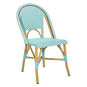 Safavieh Home Collection Hooper Indoor-Outdoor Stacking Side Chairs | Teal & White | Set of 2