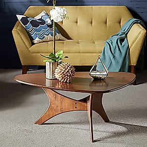 Ink+Ivy Blaze Accent Tables - Wood Coffee Table - Solid Rubberwood Pecan Finish, Contemporary Style Cocktail Tables - 1 Piece Solid Wood Coffee Tables For Living Room, Brown, IIF17-0010