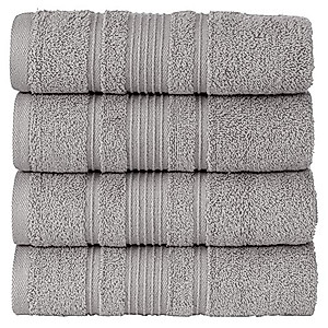 Qute Home 4-Piece Hand Towels Set, 100% Turkish Cotton Premium Quality Towels for Bathroom, Quick Dry Soft and Absorbent Turkish Towel, Set Includes 4 Hand Towels (Grey)
