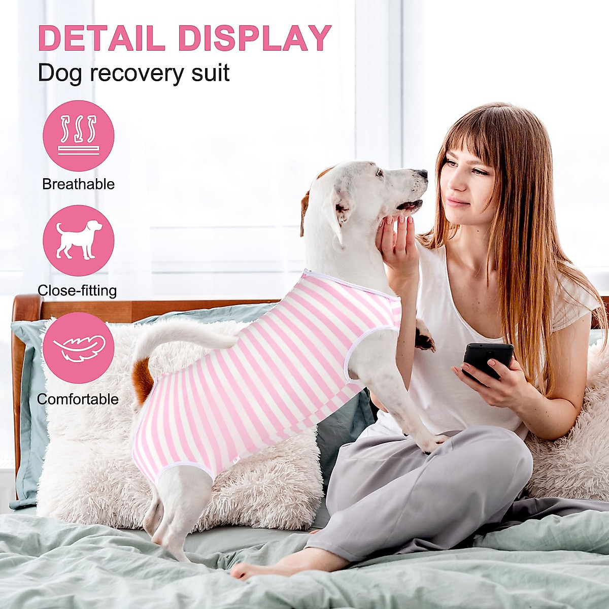 Parderry 2 Packs Dog Recovery Suit for Surgery Dog Onesie Surgical Clothes Bodysuit for Male and Female Substitute E-Collar&amp; Cone