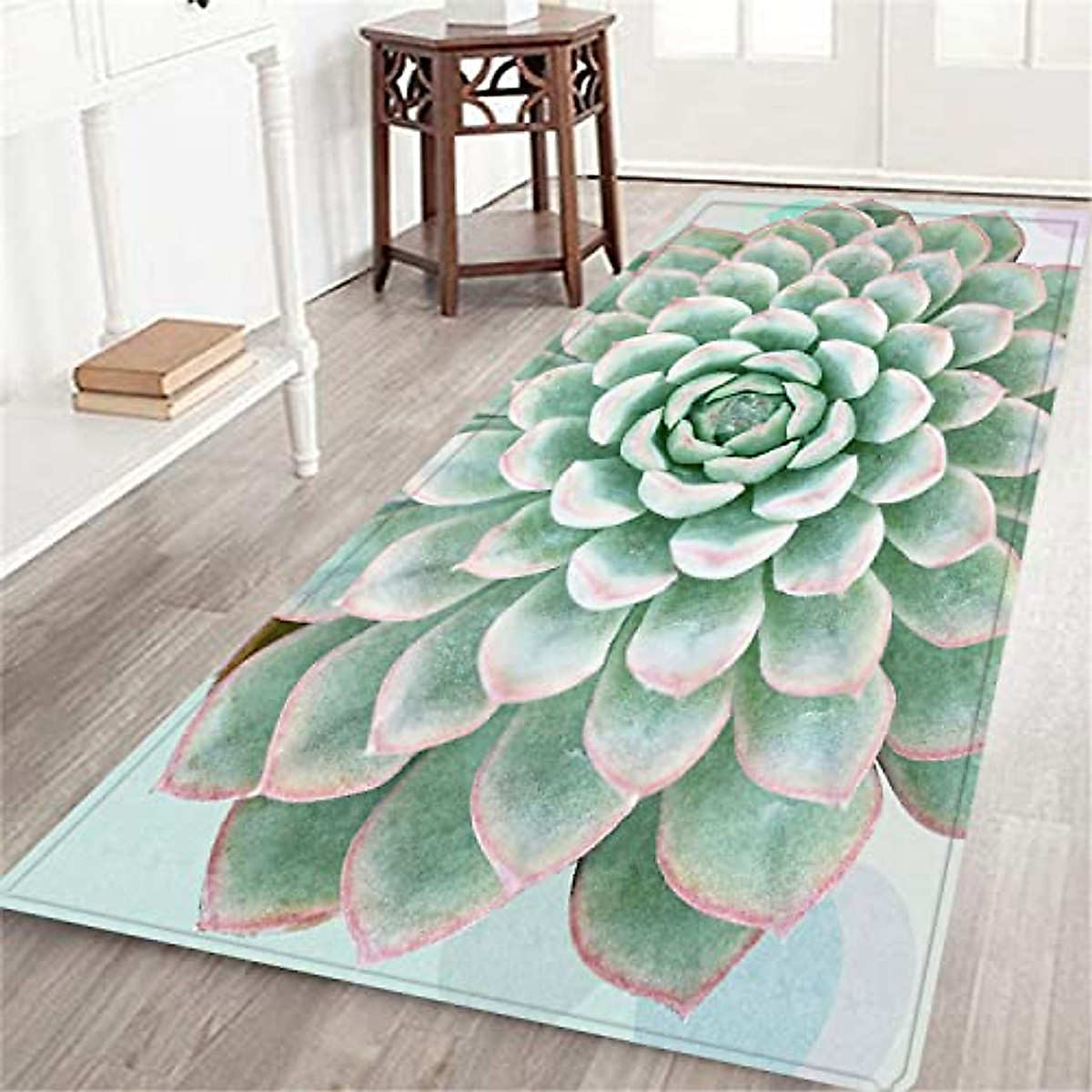 DONMYER Area Rugs, Tropical Plants Succulents Cactus,Runner Rug Floor Non-Slip Door Mats Floor Carpet Floor Mat Door Rugs for Hallway Living Room Bedroom 70.8''L x 23.6''W