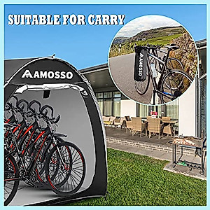 AMOSSO 4 or 5 Bike Shed Tent, Extra Thick 210D Silver Coated Oxford Waterproof & Sunproof, Double Side Opening Portable Storage Sheds Outdoor with Floor for Motorcycle, Bicycle, Garden Tools, Black