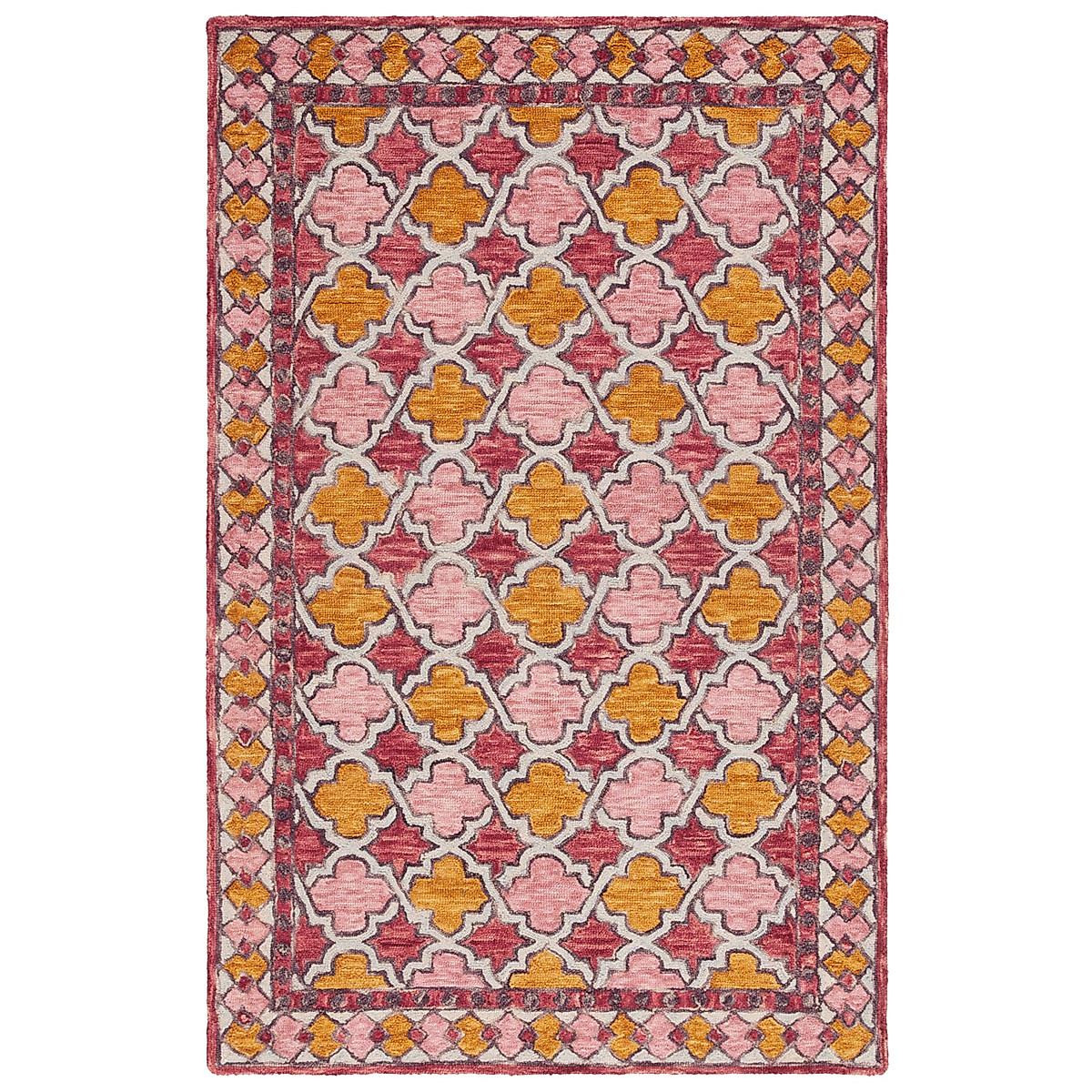 SAFAVIEH Aspen Collection Area Rug - 8' x 10', Pink & Yellow, Handmade Boho Wool, Ideal for High Traffic Areas in Living Room, Bedroom (APN121U)