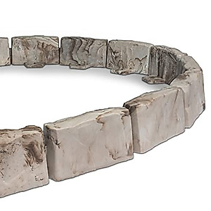 EasyFlex No-Dig Landscape Edging with Anchoring Spikes, 2.7 in Tall Decorative Stone-Look Garden Border, 15 Foot Kit, Brown