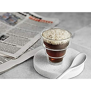 JoyJolt Pila Double Walled Espresso Glasses, Set of 4 Espresso Cups 3 Ounce Capacity. Stackable Thermal Clear Glass Cups, Ideal Fit for Espresso Machine and Coffee Maker