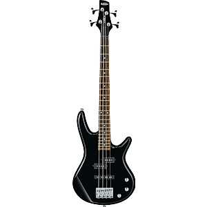 Ibanez GSRM 4 String Bass Guitar, Right Handed, Black (GSRM20BK) & Protec Guitar Strap with Leather Ends and Pick Pocket, Black