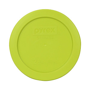 Pyrex (1) 7200 Glass Bowl & (1) 7200-PC Orange Lid & (1) 7200-PC Edamame Green Lid Made in the USA