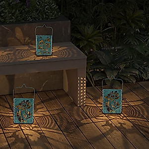 SUBOLO 2 Pack Hanging Solar Lanterns Outdoor Waterproof Retro Solar Lights Metal LED Decorative Dragonfly Butterfly Christmas Lights Tabletop Lamp for Garden Patio Courtyard Lawn