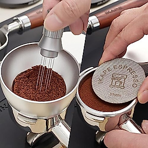 IKAPE Magnetic Dosing Funnel Set, 51MM Espresso Dosing Ring & Puck Screen Kit Compatible with Delonghi 51MM Bottomless Portafilter - with 8 Small Magnet (Silver)