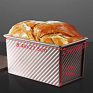 EGEN Bread Pan Loaf Pan for Baking with Lid, Non-Stick Carbon Steel Baking Bread Toast Mold Loaf Baking Pan Set (Golden-2Pcs)