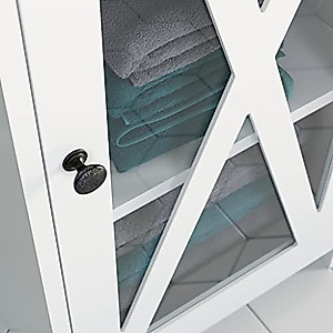 Sauder Cottage Road Linen Tower, L: 14.76" x W: 15.35" x H: 60.63", White Finish