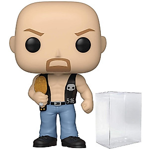 Funko POP WWE: Stone Cold Steve Austin with Belt Pop! Vinyl Figure (Bundled with Compatible Pop Box Protector Case), Multicolor, 3.75 inches