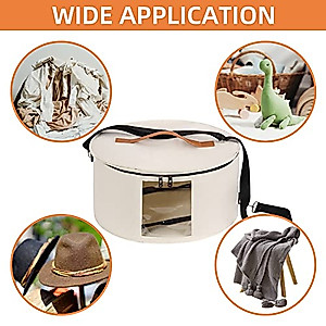 Ohiyoo Hat Box Hat Storage Box 16'' x 8'' Travel Hat Box Hat Boxes with Lids Round Hat Boxes for Women Storage Hat Foldable Box for Travel Stuffed Animal Toy Storage Bin with Lid (White)