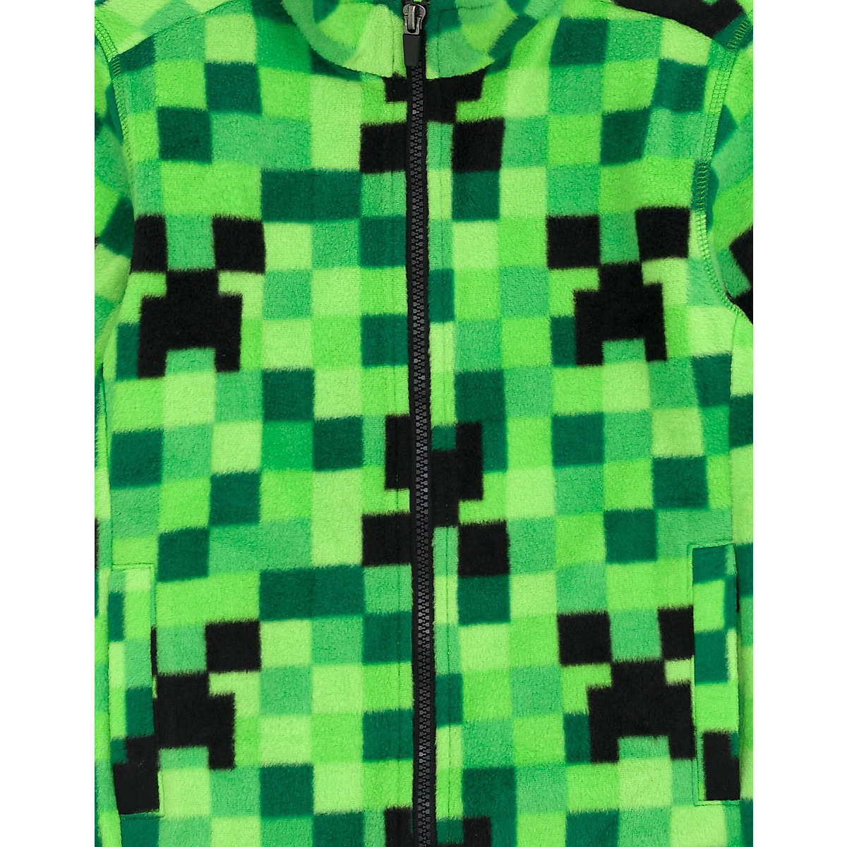 Minecraft Creeper Little Boys Fleece Zip Up Jacket Green 7-8