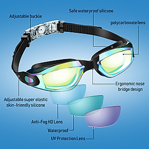 Konohan 8 Pack Swim Goggles No Leaking Swimming Goggles for Adult UV Protection Pool Goggles with Nose Clip Earplug(Cute Colors)