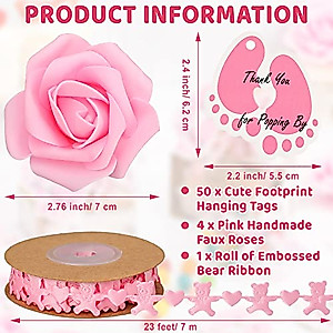 50 Pcs 3.5 x 1.6 Inch Baby Bottle for Baby Shower Mini Feeding Bottle Candy Box Plastic Milk Bottles with Ribbon for Baby Shower Favor Gift Decoration, Pink