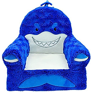 Soft Landing, Sweet Seats, Premium Character Chair with Carrying Handle & Side Pockets, Dark Blue Shark, Blue/White