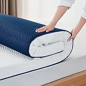LINSY LIVING 3 Inches Memory Foam Queen Mattress Topper, Cooling Gel-Infused Swirl Memory Foam, Bed Topper Queen Size with Tencel™ Cover, CertiPUR-US and Oeko-TEX Certified, Queen