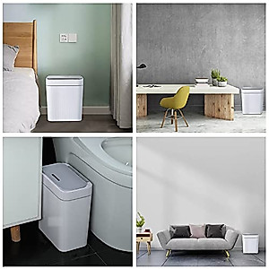 BURLAND 2.1 Gallon Automatic Bathroom Trash Can with Lid, Smart Bathroom Home Electric Trash Cans with Gray Lid, Slim Plastic Narrow Garbage Can, Gray Lid