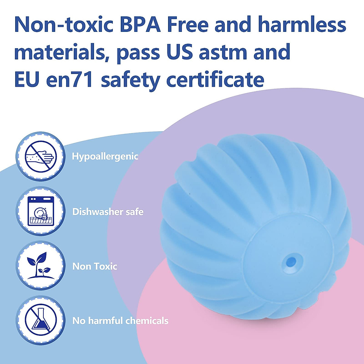 ROHSCE Baby Textured Multi Ball Set, 6pcs Colorful & Bright Child Touch Hand Ball Toy Infant Sensory Balls Massage Soft Ball, 6-12 Months Baby Learning Grasping Soft Sensory Toys for Kids Gift