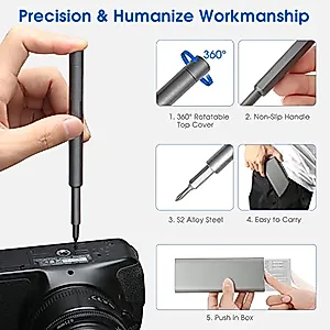 SOONAN Mini Precision Screwdriver Set, 48 in 1 Small Screwdriver Torx Bit Set, with Premium Quality Aluminum Case for iPhone, Smartphone, iPad, PC, Electronic Toys, Laptop, Eyeglasses